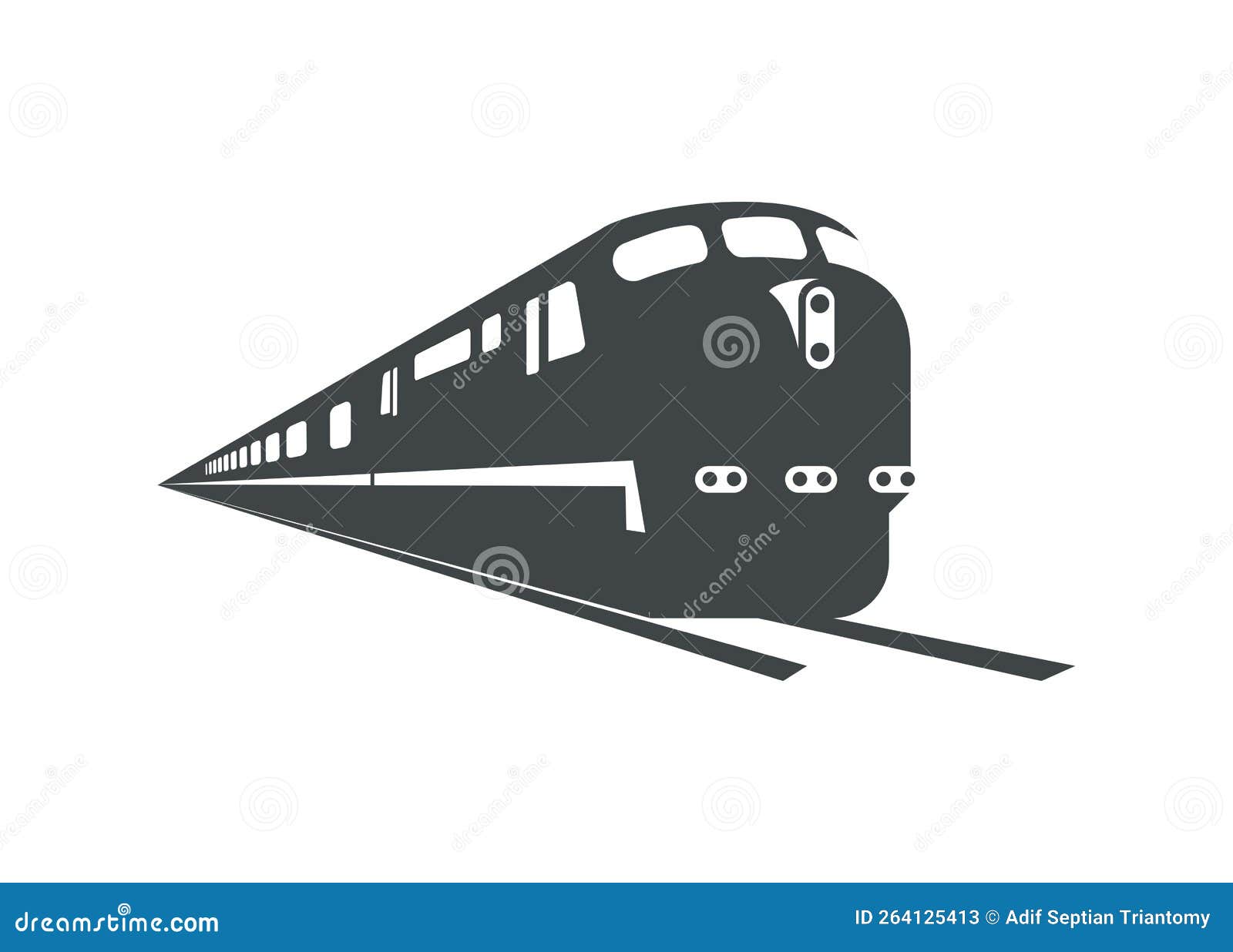 Passenger Train in Perspective View. Simple Silhouette Illustration ...