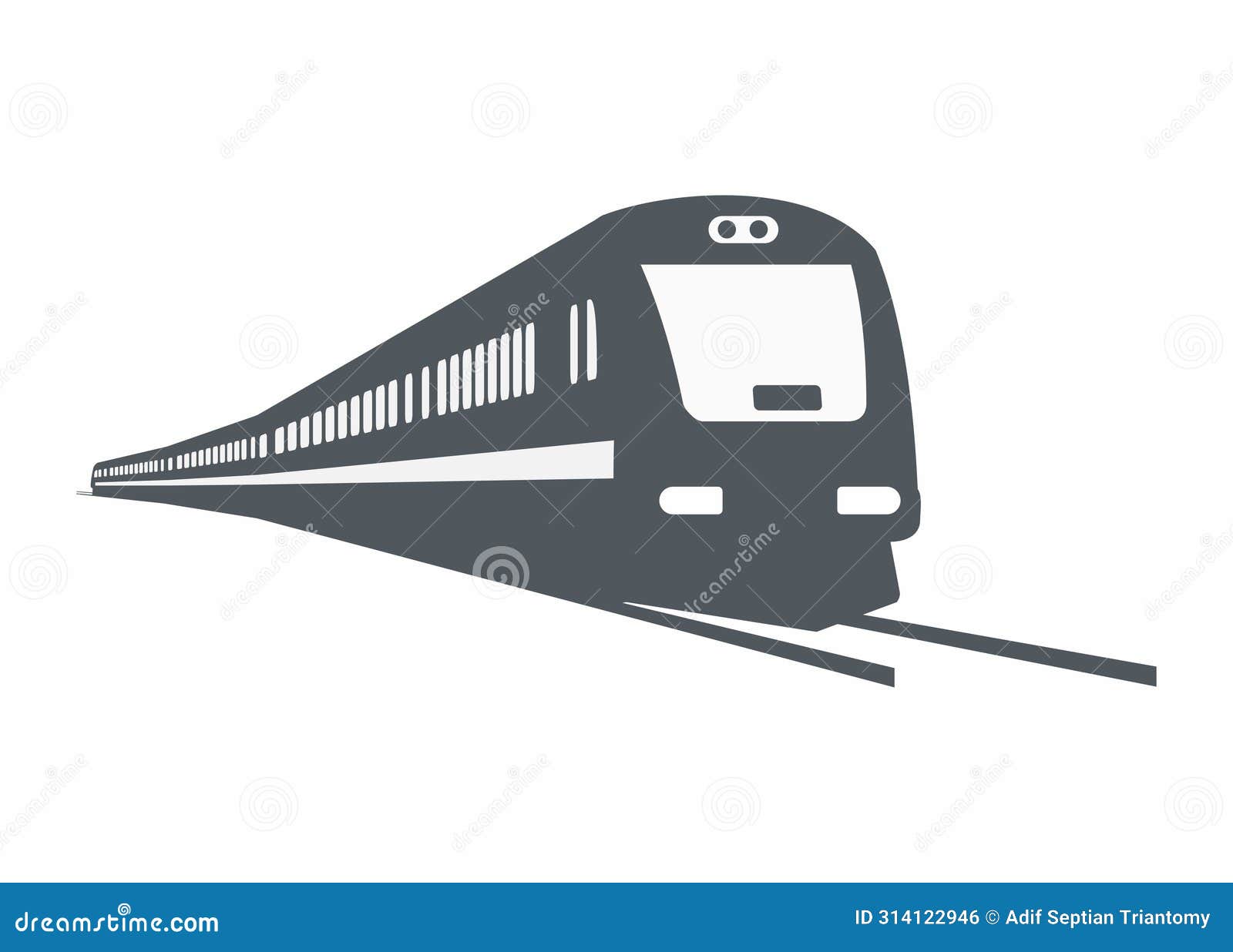 Streamline Diesel Multiple Unit Commuter Train Turning. Silhouette ...