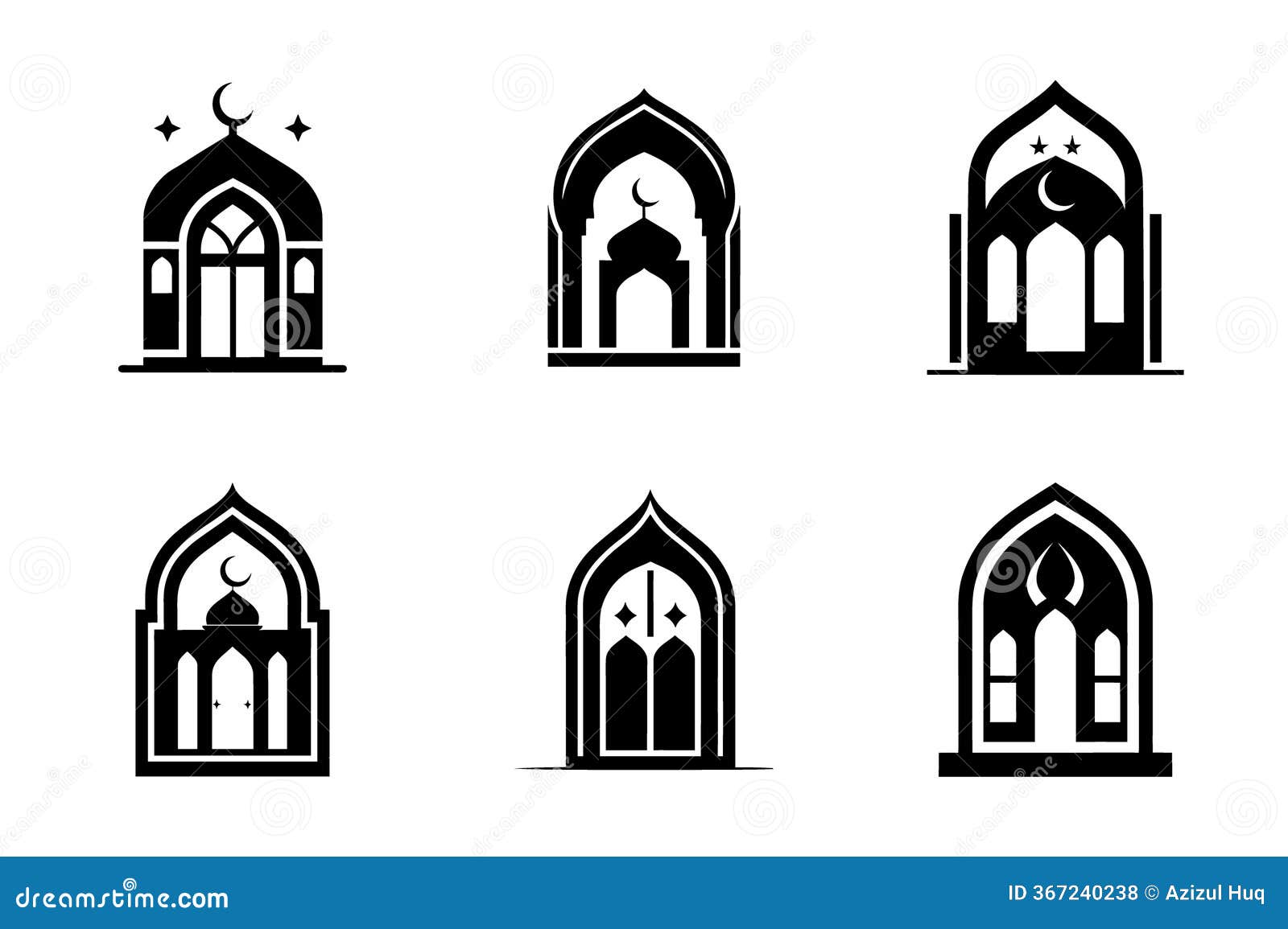 Islamic Door Silhouette. Oriental Arabic Mosque Window Frames, Abstract ...