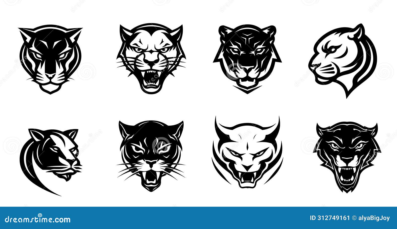 Simple Silhouette Panther Head Line Art Logo Stock Vector ...