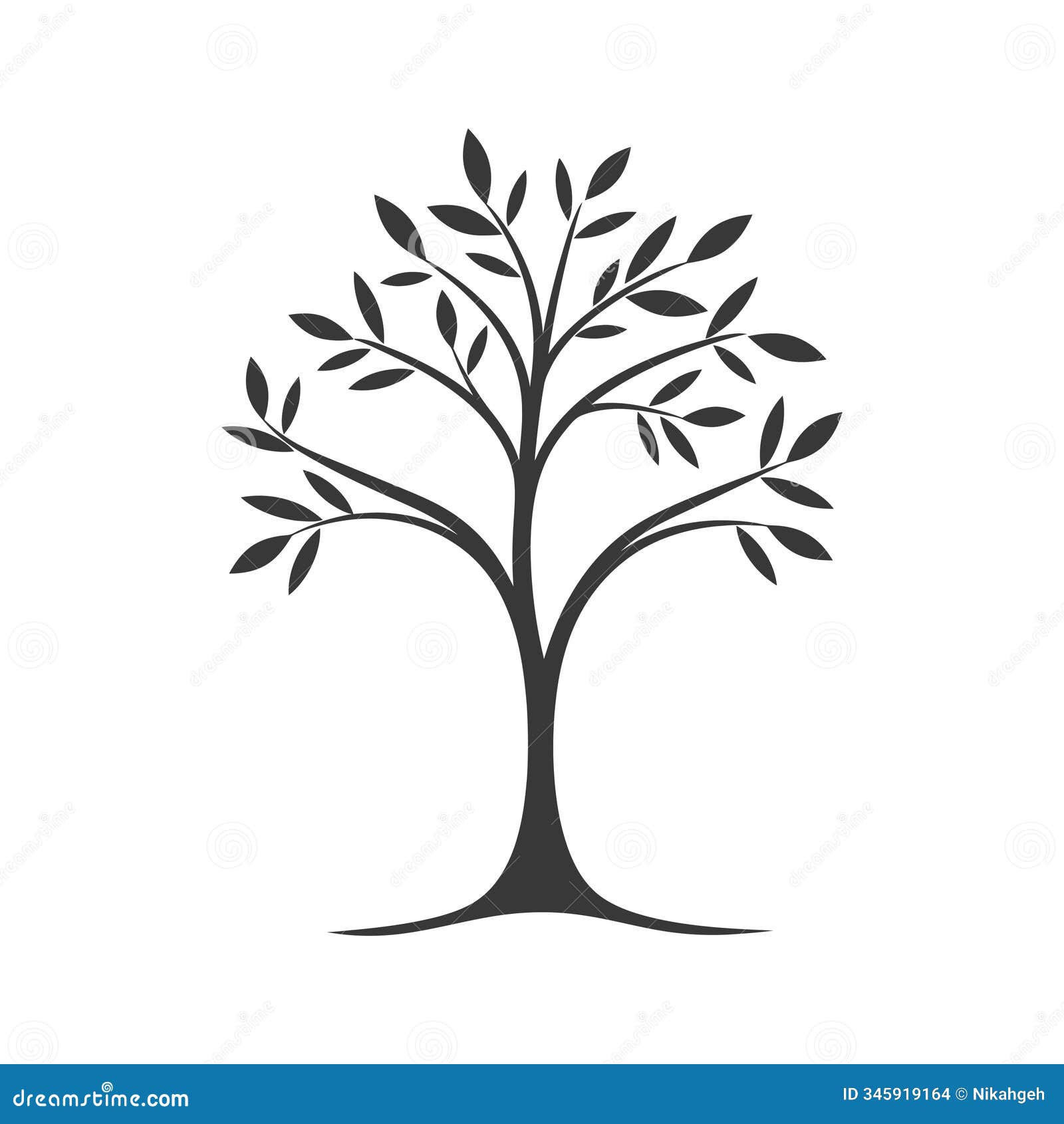 Simple Silhouette of a Tree with Leaves Stock Illustration ...