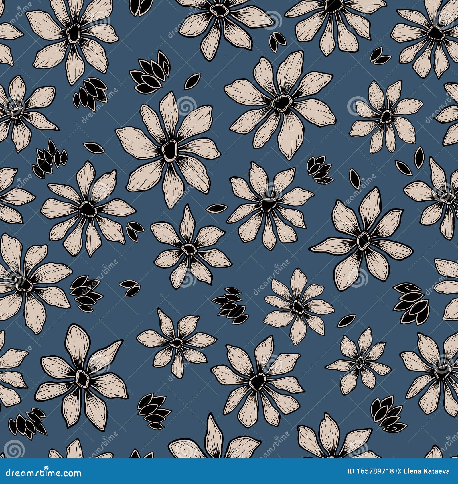 Simple Silhouettes of Daisies Black and White on a Dark Background ...