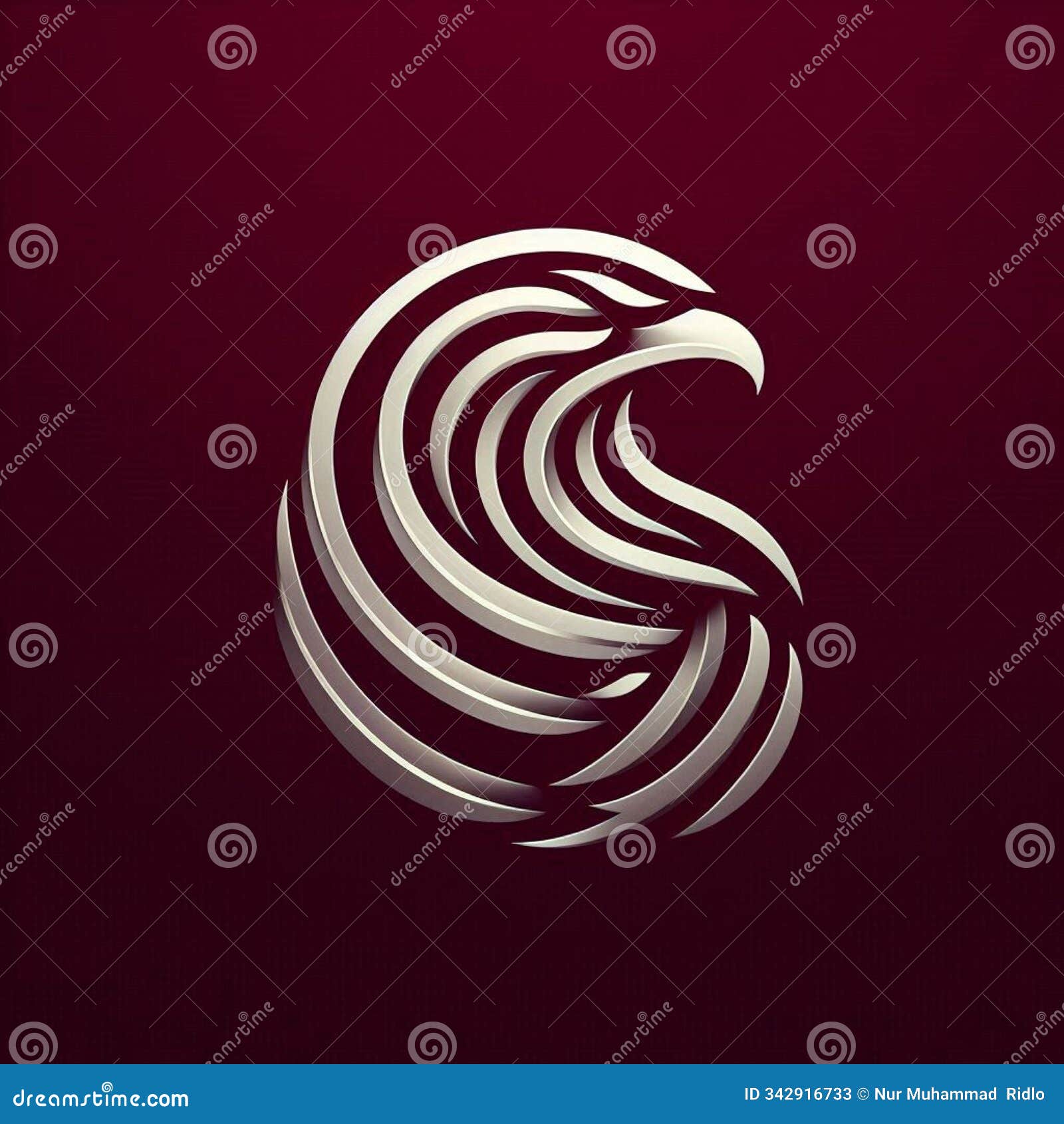 Simple Silver Line Eagle on Red Background Logo Stock Illustration ...