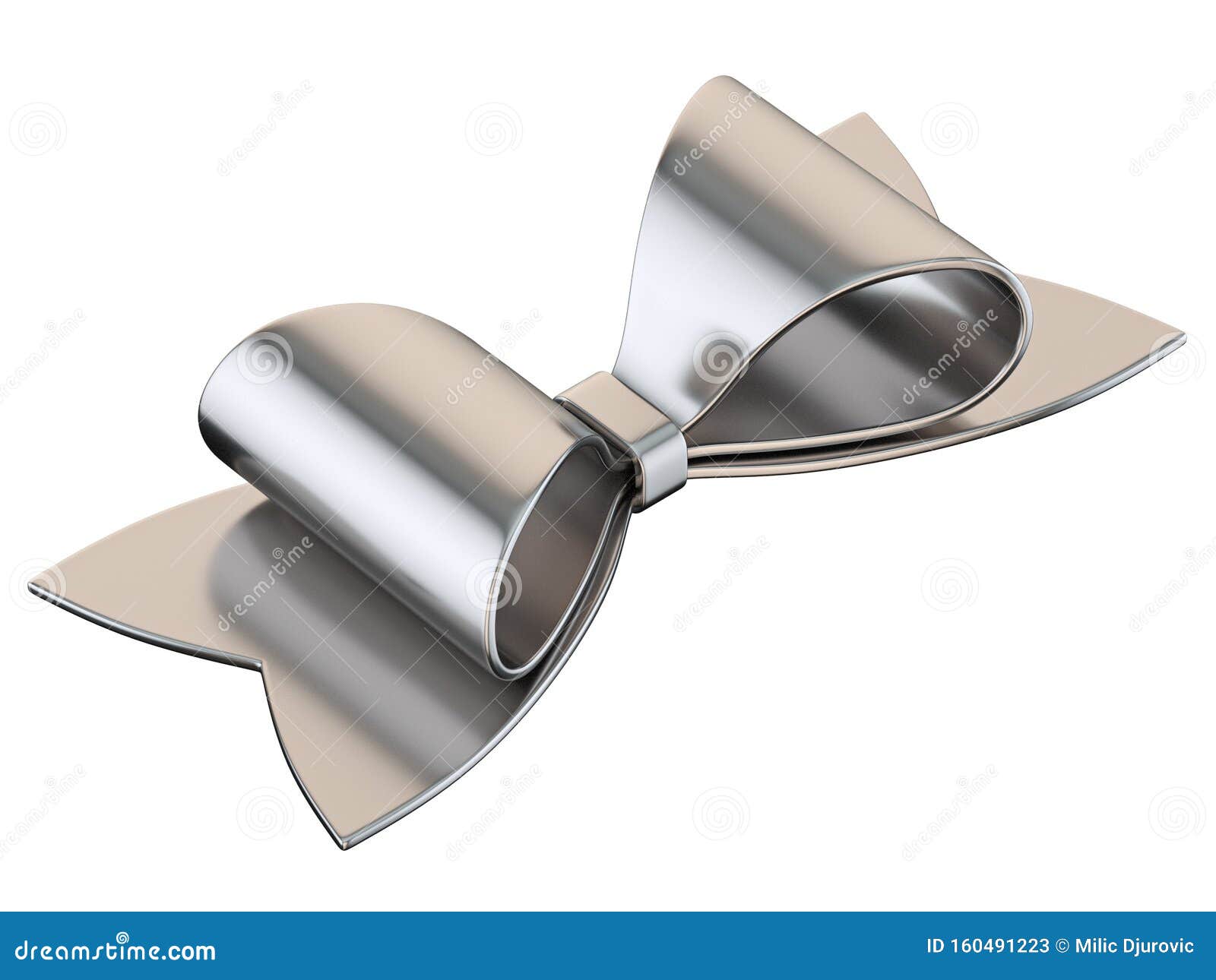 Simple Silver Ribbon Bow 3D Stock Illustration - Illustration of luxury ...