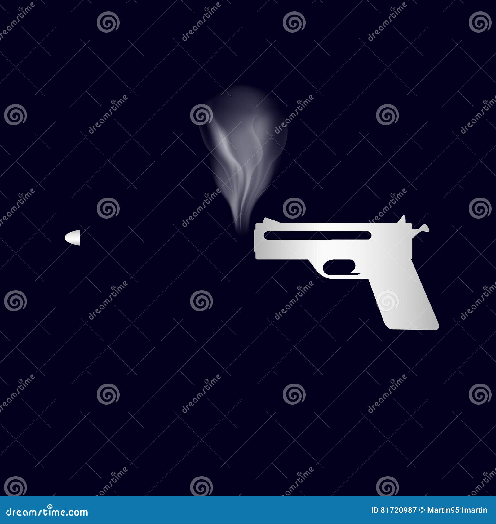 Simple Silver Smoking Hand Gun and Shoot Bullet Eps10 Stock Vector ...