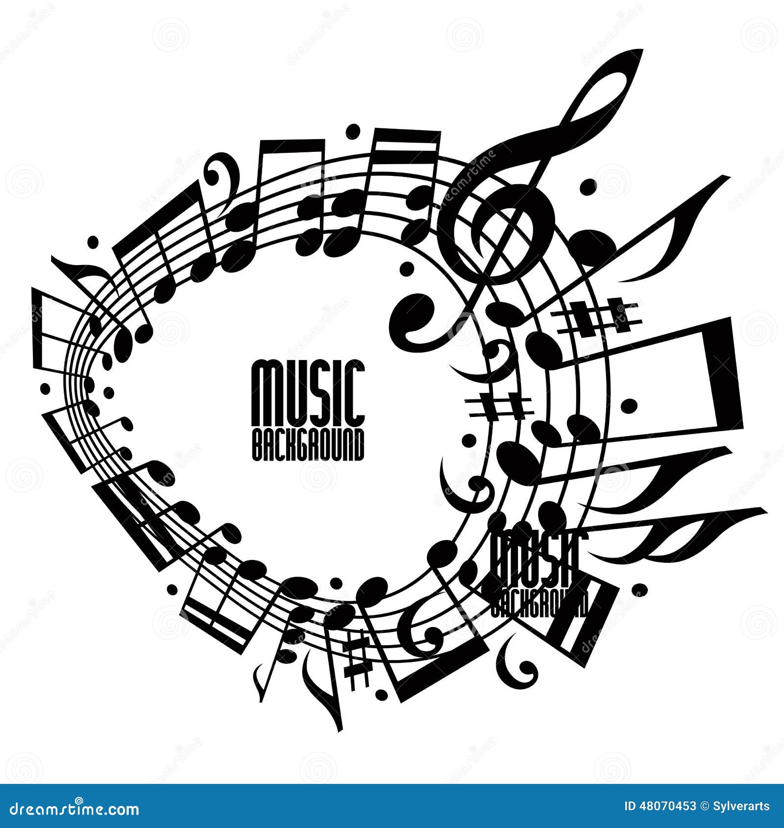 Simple Single Color Music Background with Notes and Clef. Stock Vector ...