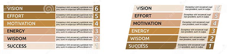Simple Six Steps or Levels Infographics, 6 Beige Brown Bar with Text ...