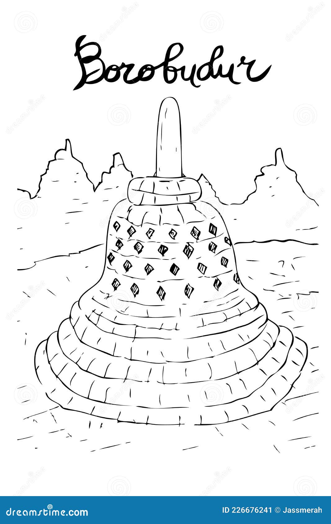 Simple Sketch of Borobudur Temple Indonesia at Transparent Effect ...