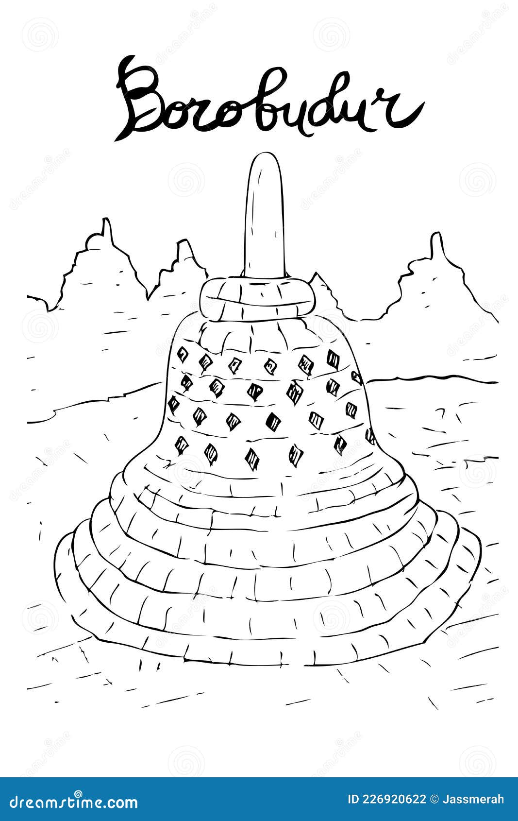 Simple Sketch of Borobudur Temple Indonesia at Transparent Effect ...