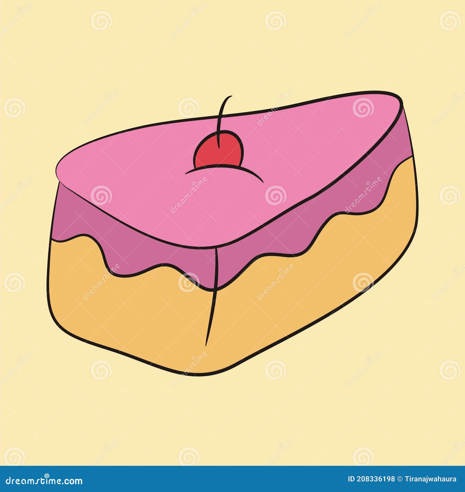 Simple Sketch of Cake Slice Vector Illustration Stock Vector ...