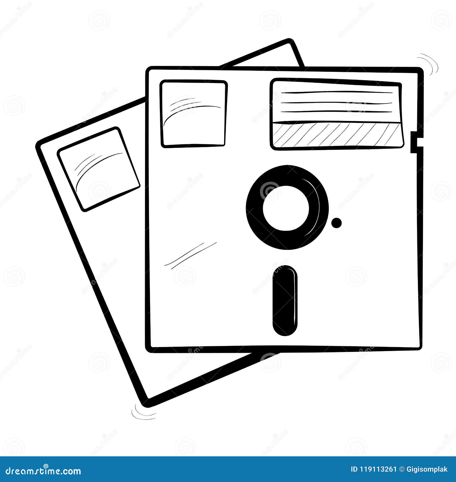 Simple sketch of diskette stock vector. Illustration of computer ...
