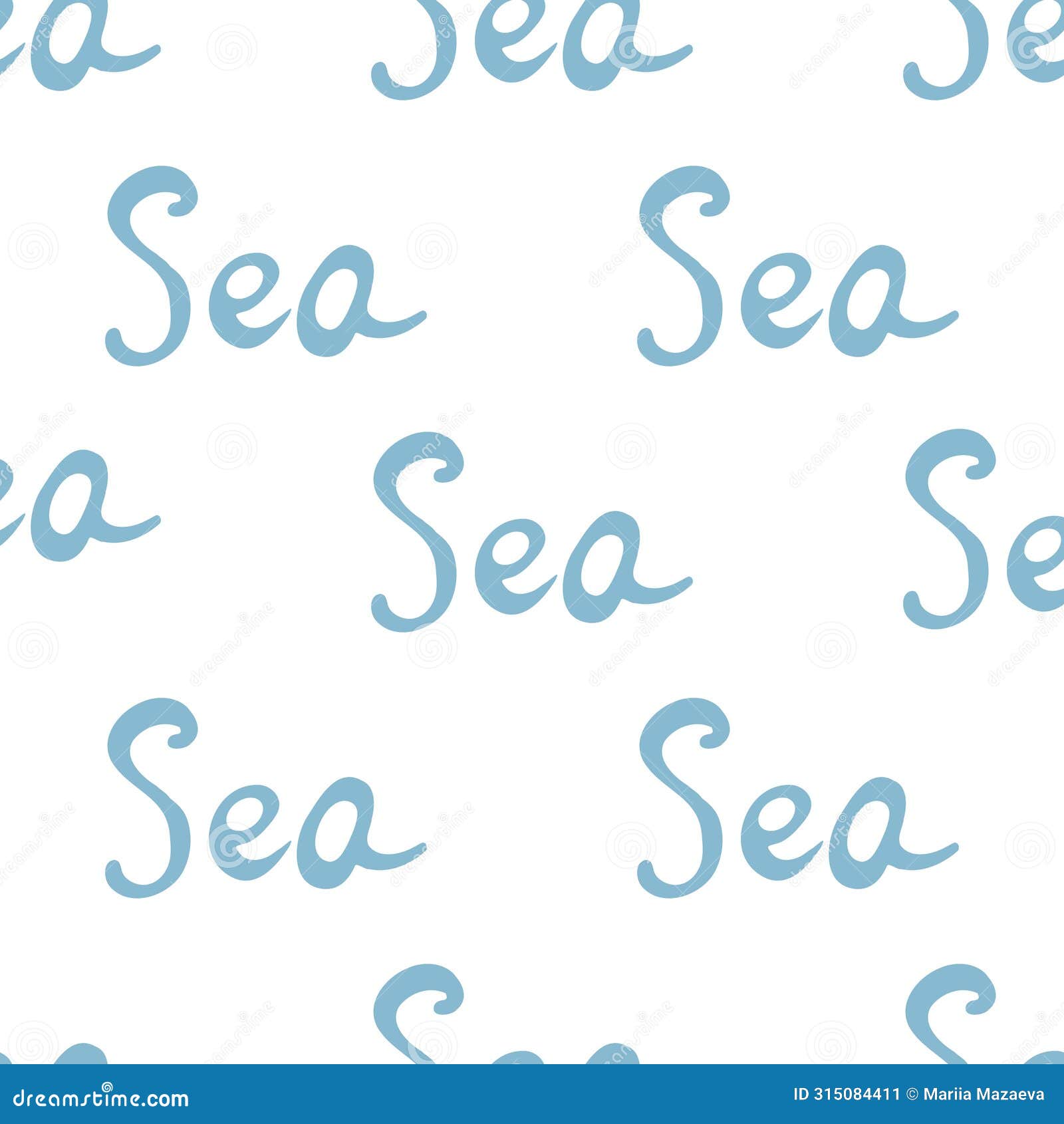 Simple Sketch. Doodle Cute Sea Lettering Seamless Pattern Stock Vector ...