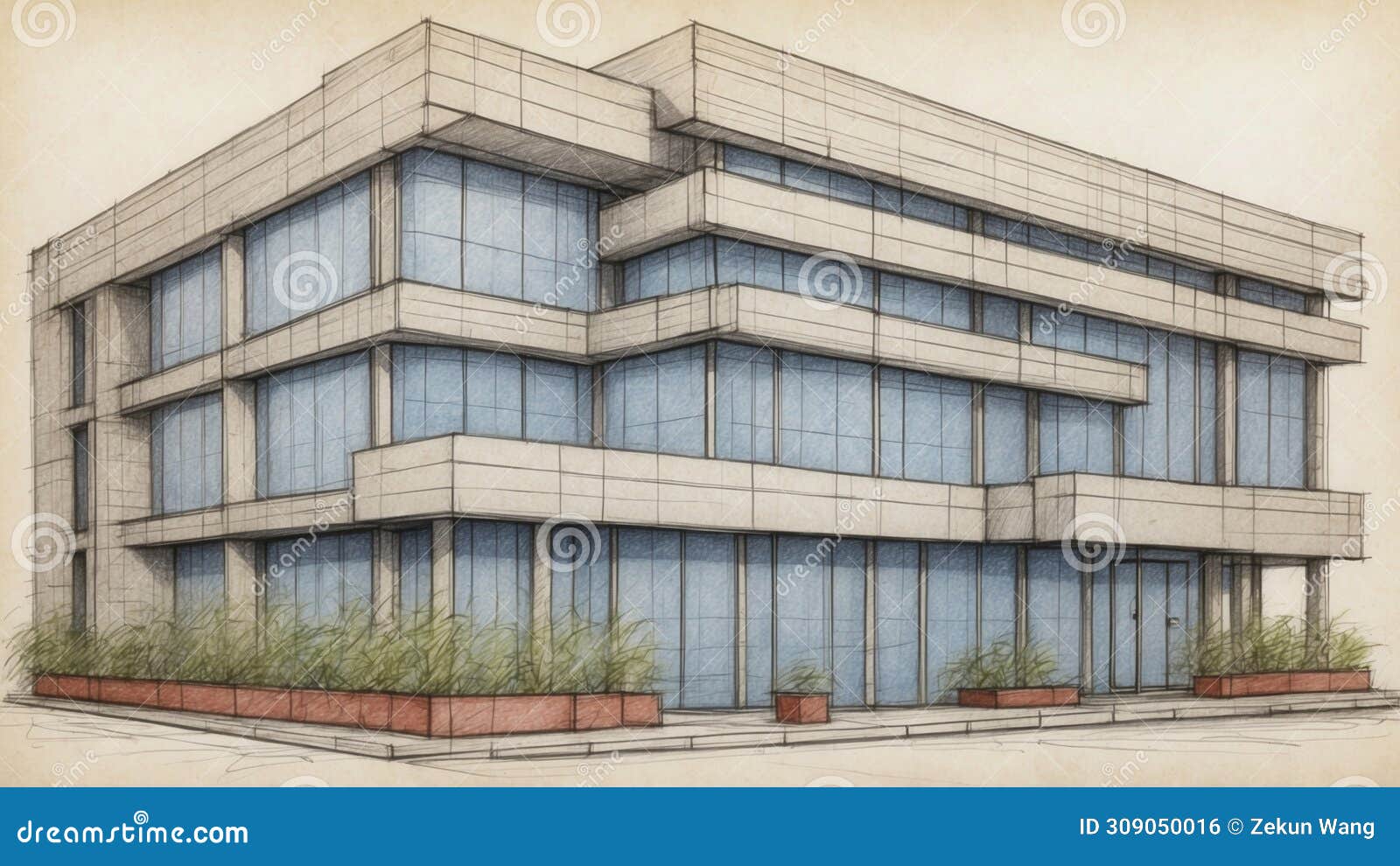 A Simple Sketch Drawing of Building Stock Photo - Image of color ...