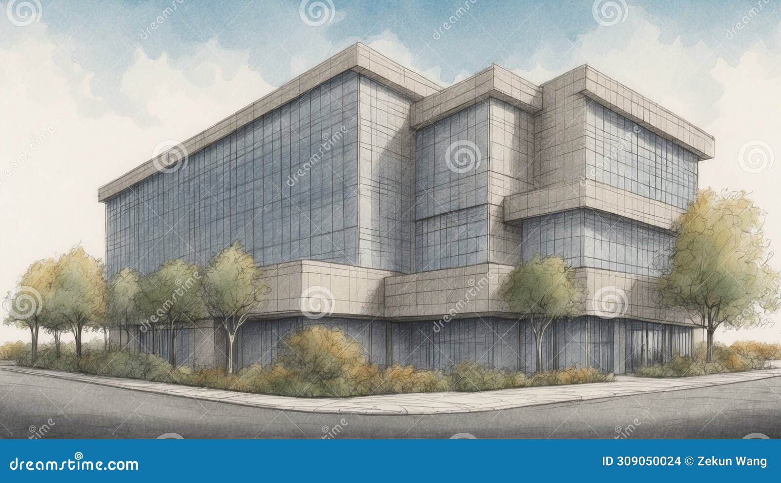 A Simple Sketch Drawing of Building Stock Photo - Image of plaza ...