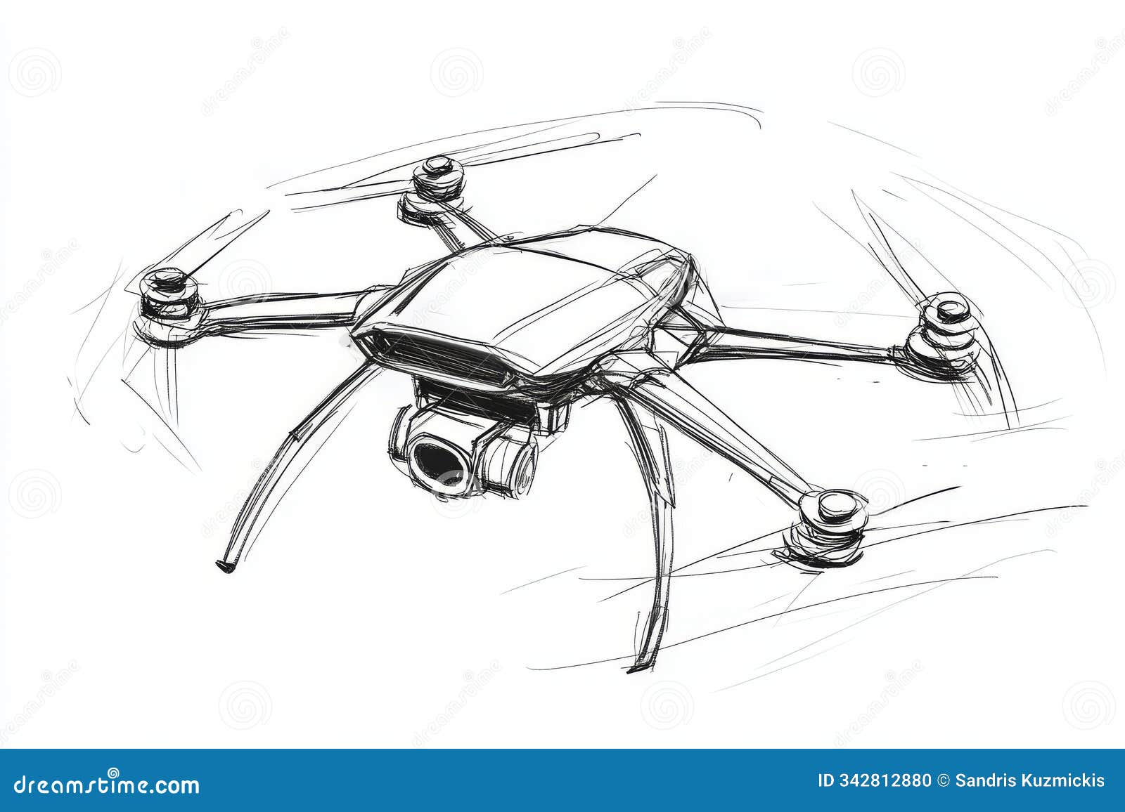 Simple Sketch of a Drone. Generative AI. Stock Illustration ...