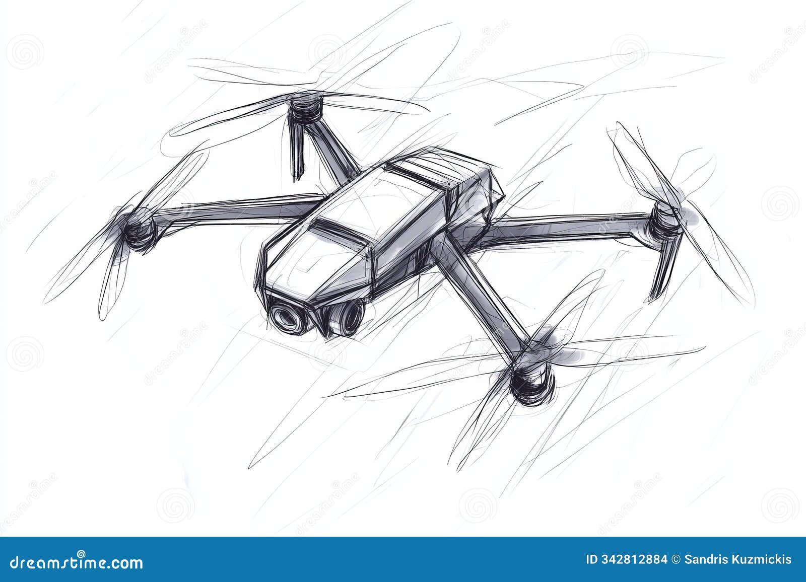 Simple Sketch of a Drone. Generative AI. Stock Illustration ...