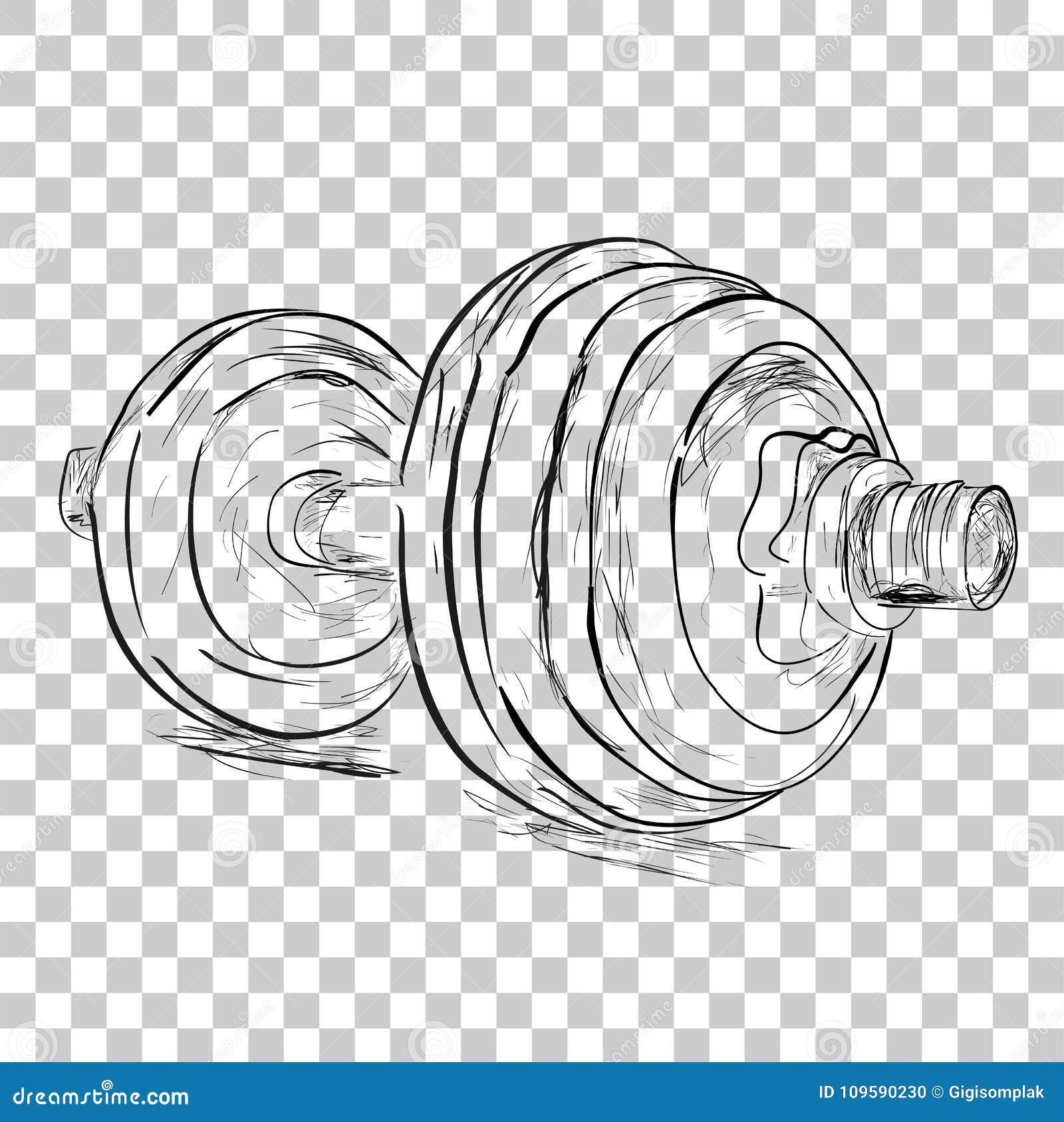Simple Sketch of Dumbbell, at Transparent Effect Background Stock ...