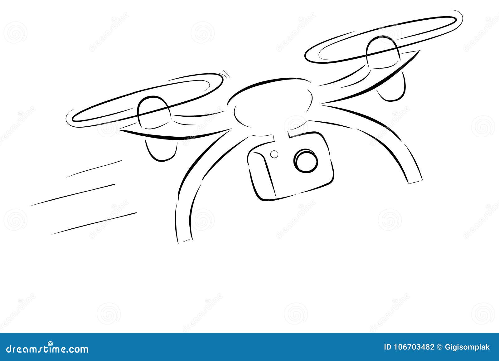 Simple Sketch : Fly and Fast Moving Drone, at White Background Stock ...