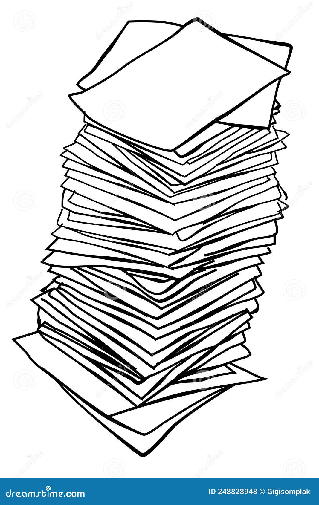 Simple Sketch Vector Stack of Blank Paper, Isolated on White Stock ...