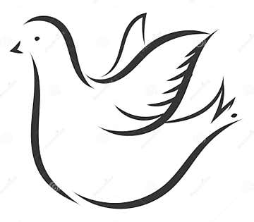 Simple Sketch of a White Dove Vector Illustration Stock Vector ...