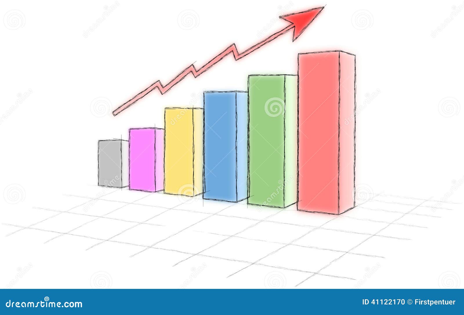 Simple Sketched Colored Progress Graph Stock Illustration ...
