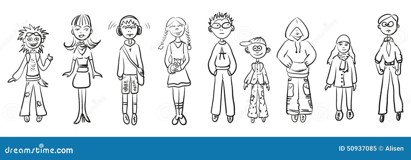 Simple sketches people stock vector. Illustration of happiness - 50937085