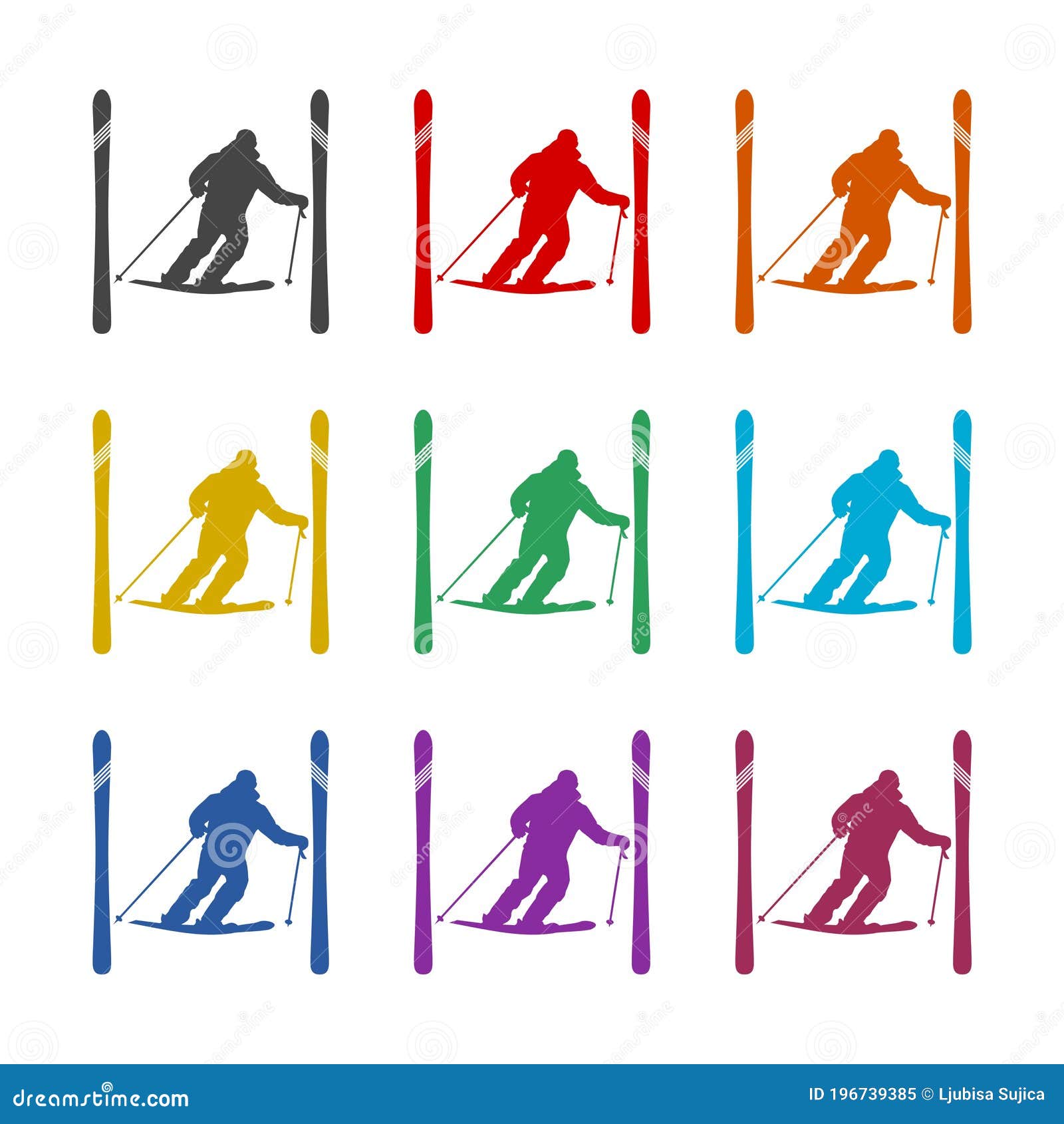 Simple Ski icon, color set stock illustration. Illustration of athlete ...