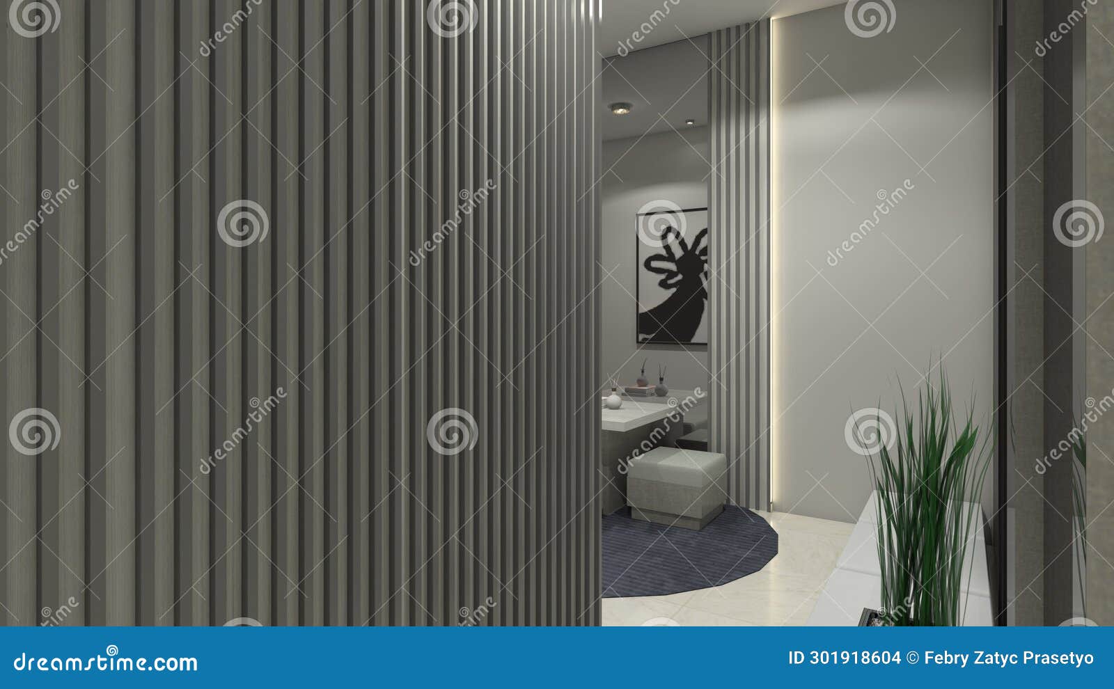 Simple Slat Wall Panel Ideas for Interior Decoration Room Stock ...