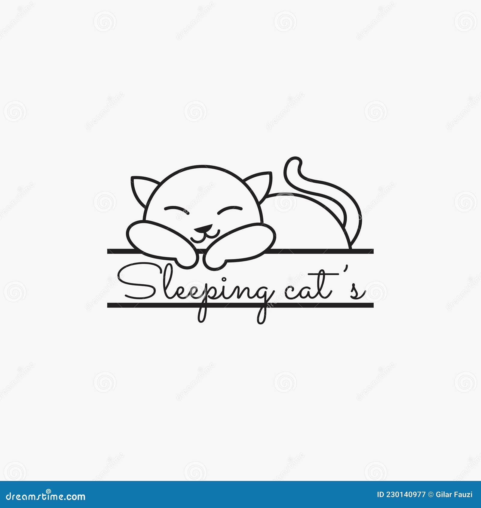 Sleep cat logo stock vector. Illustration of white, sleep - 230140977