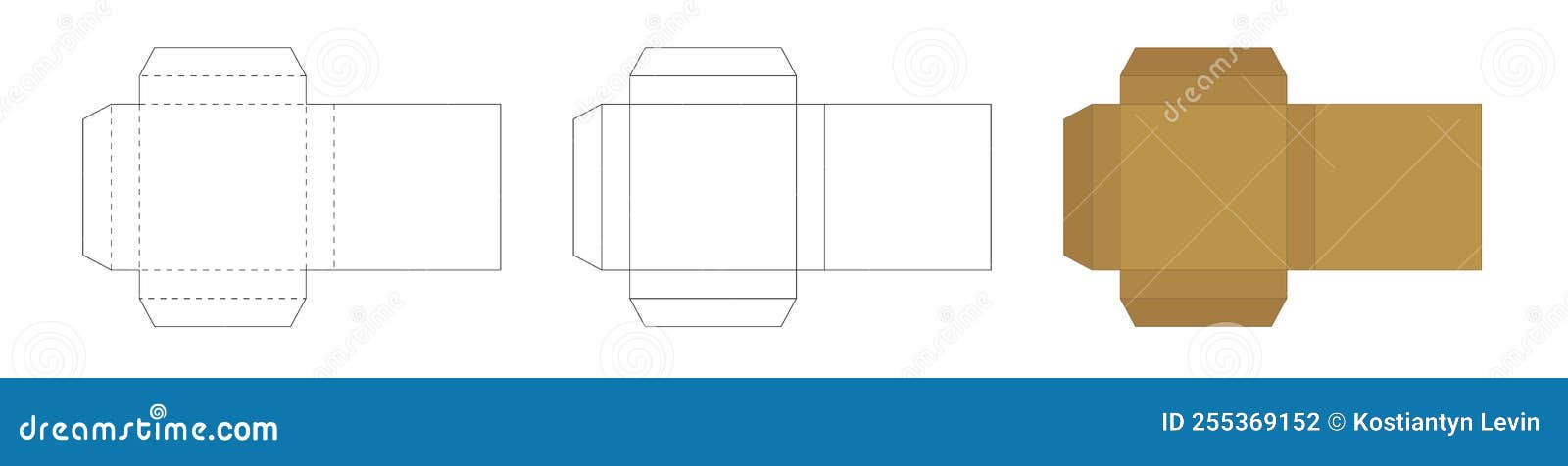 Simple Slim Square Paper Box Template, Trim Scheme To Make Package ...