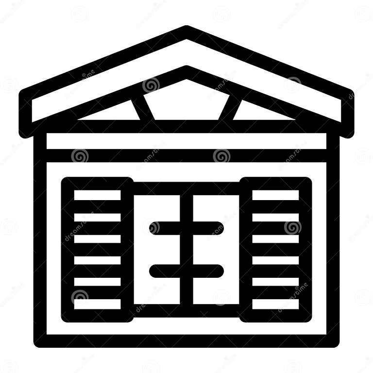 Simple Small House Icon Featuring Shutters and Double Doors Stock ...