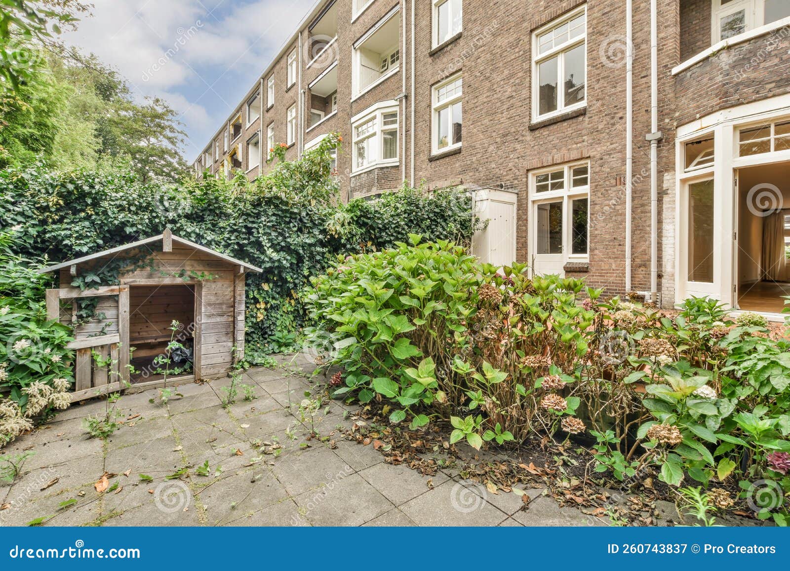 Simple Patio with Vegetation Inside Stock Image - Image of brick ...