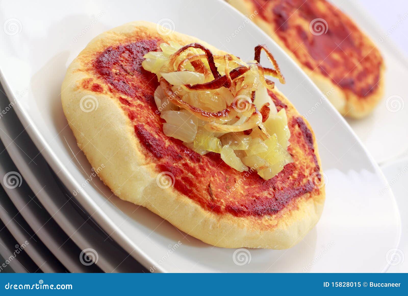 Simple Small Pizza (pizzette) with Onion Stock Image - Image of savoury ...