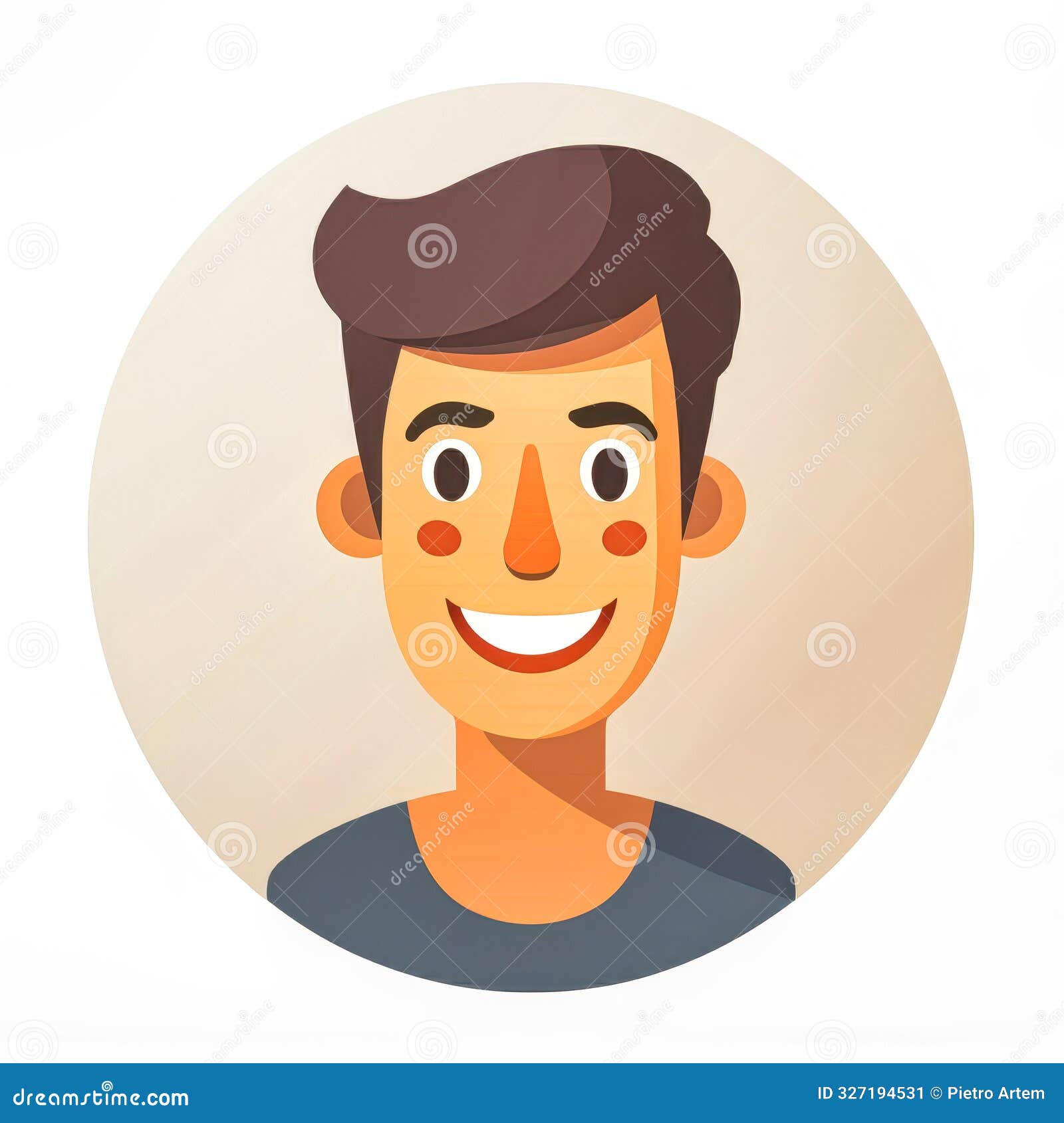 A Simple Smile, a Happy Man, Digital Portrait, Bright Red Background ...