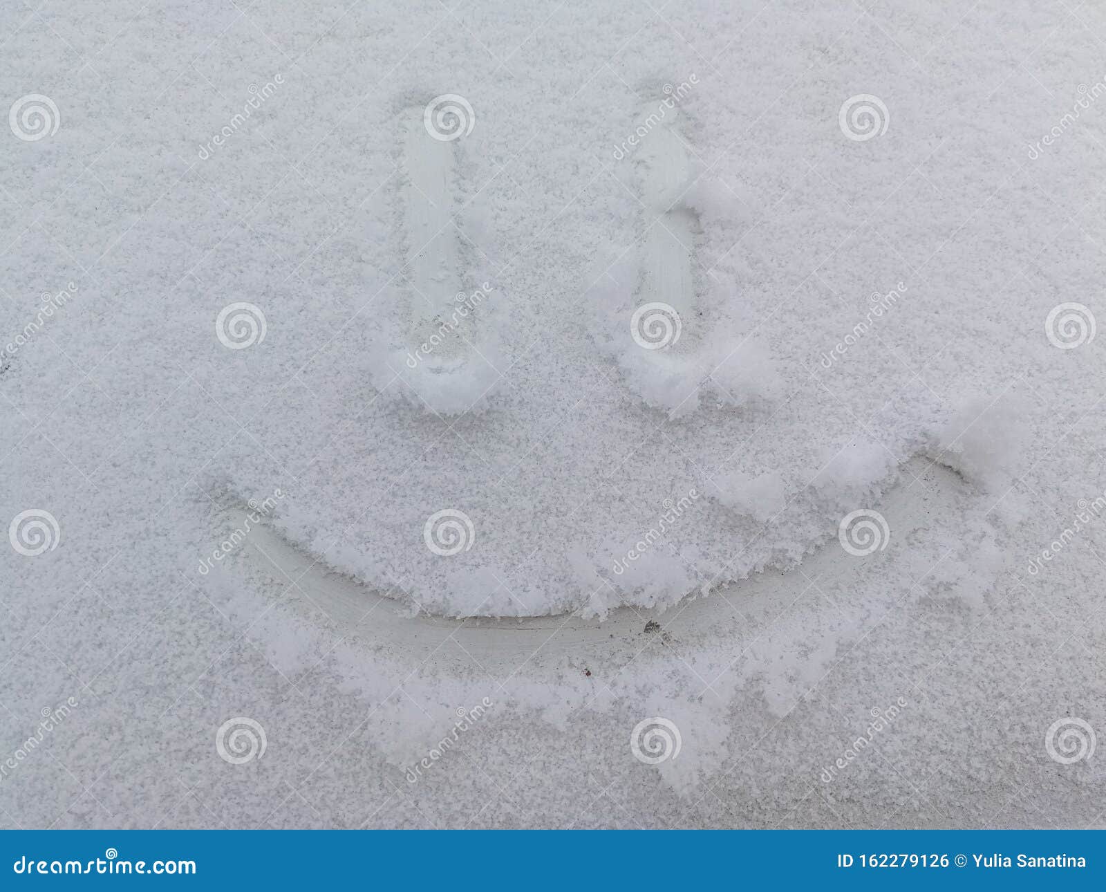 Smiling Face Made on the Snow with Finger Stock Photo - Image of white ...