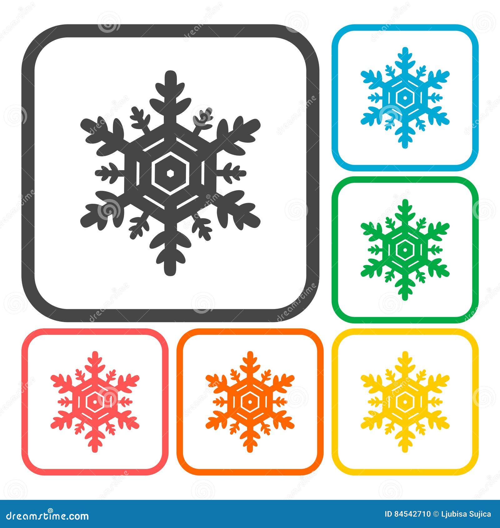 Simple snowflake icon set stock vector. Illustration of decoration ...