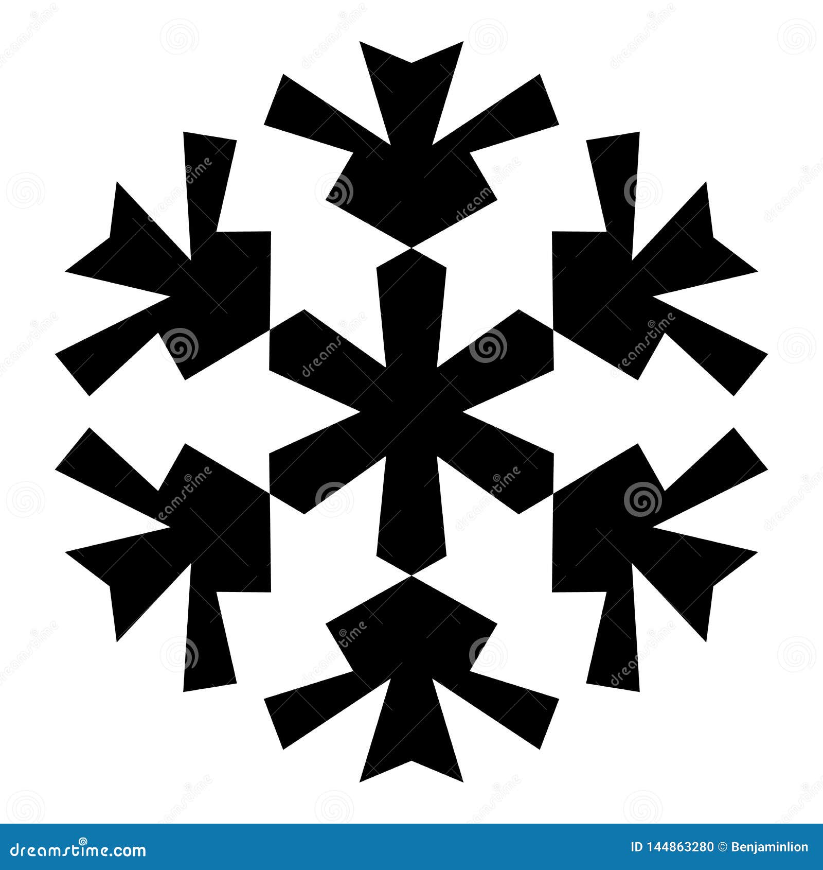 Simple Snowflake Isolated stock vector. Illustration of element - 144863280