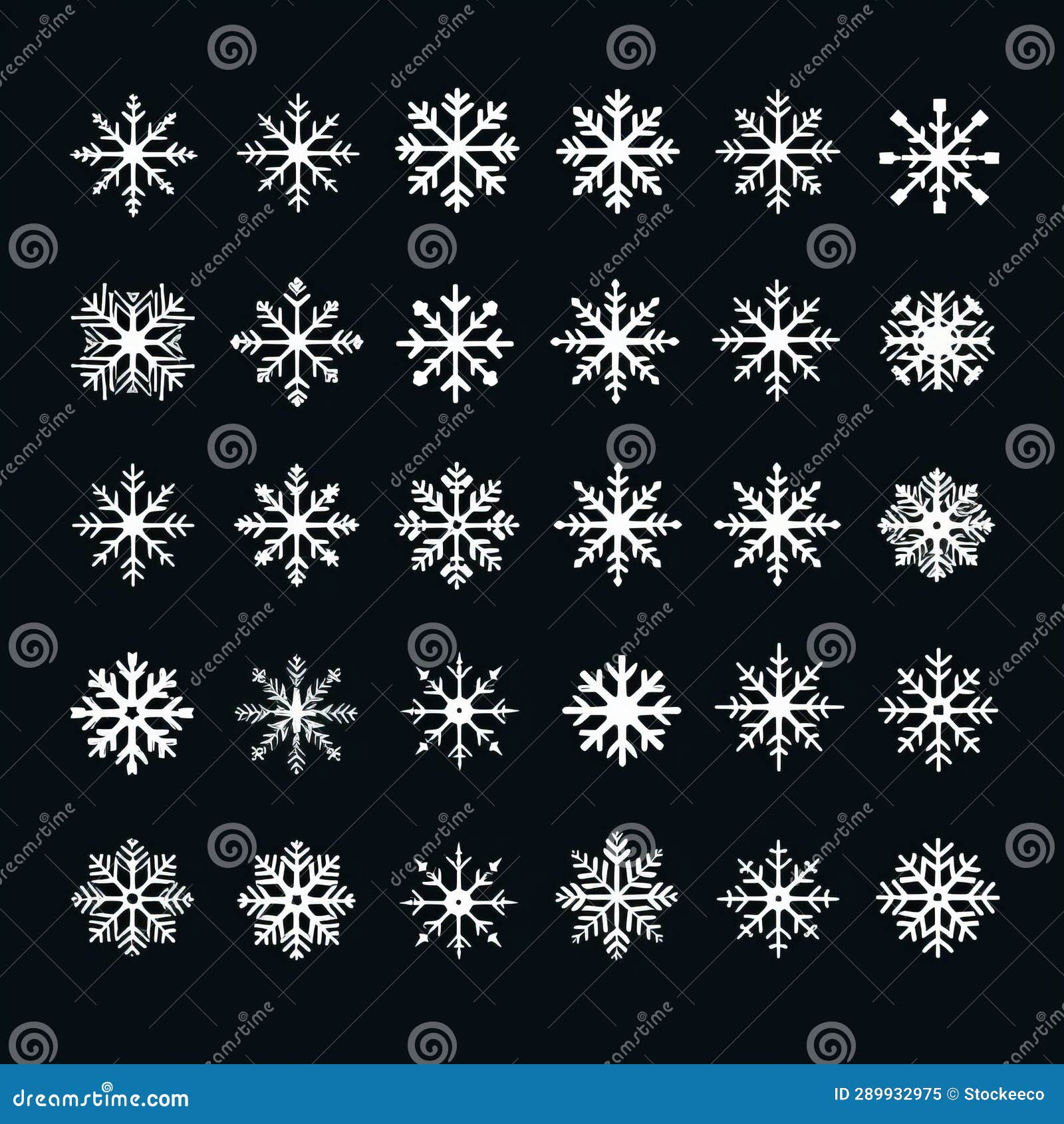 Simple Snowflake Vector Icon Set with Clean and Sharp Inking Stock ...