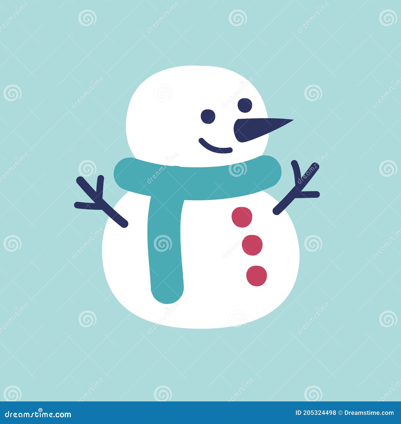 Simple Snowman on Light Blue Background Vector Image Stock Vector ...