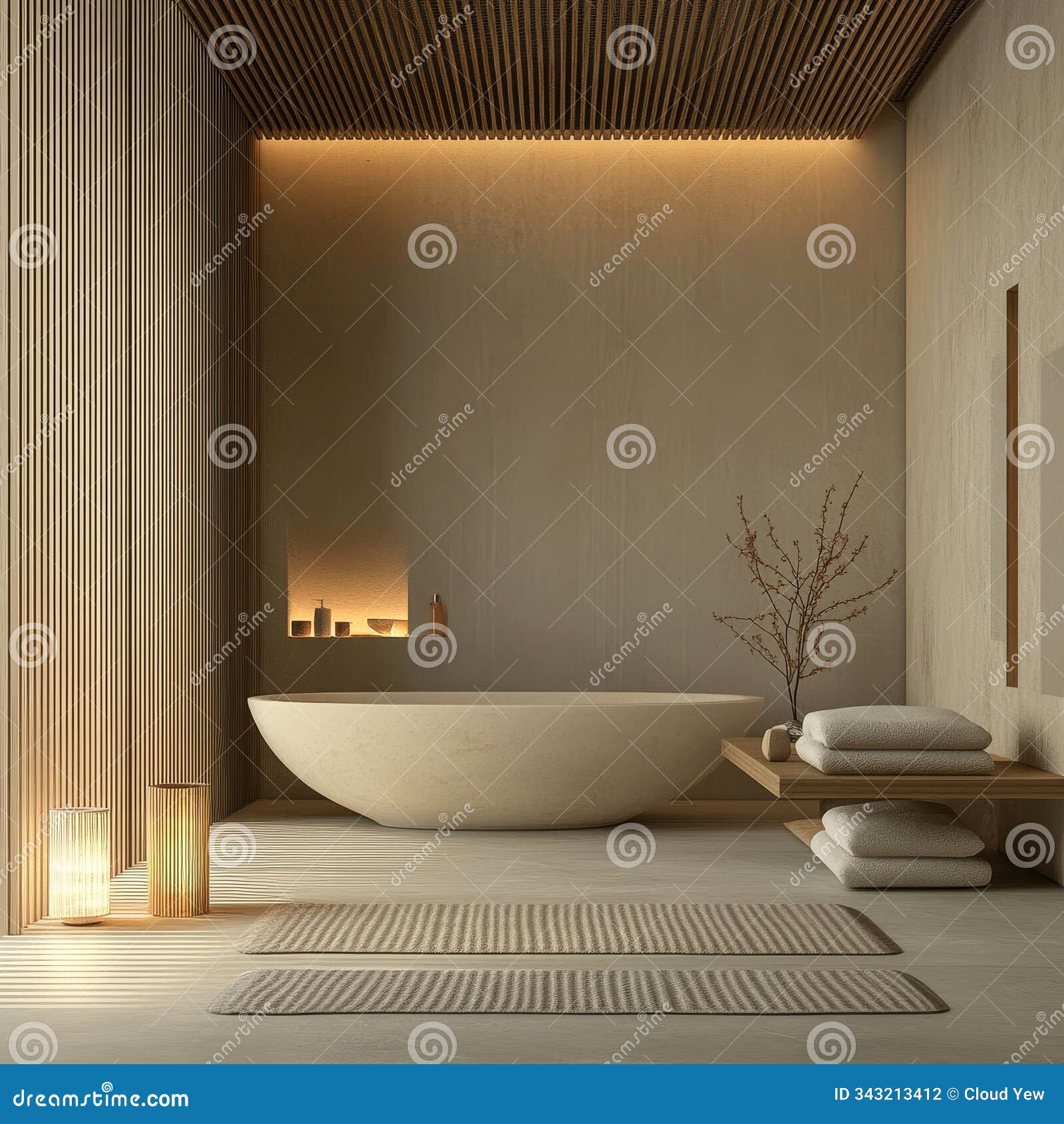 Simple Spa Scene with a Minimalist Design for Relaxation. Stock ...