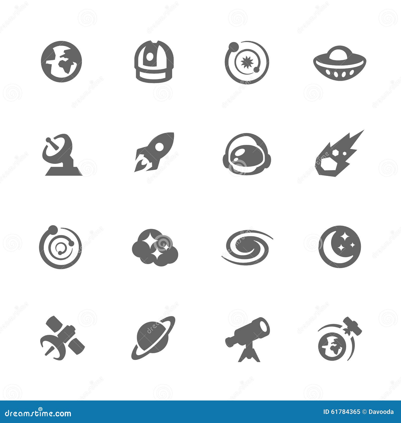 Simple Space Icons stock vector. Illustration of moon - 61784365