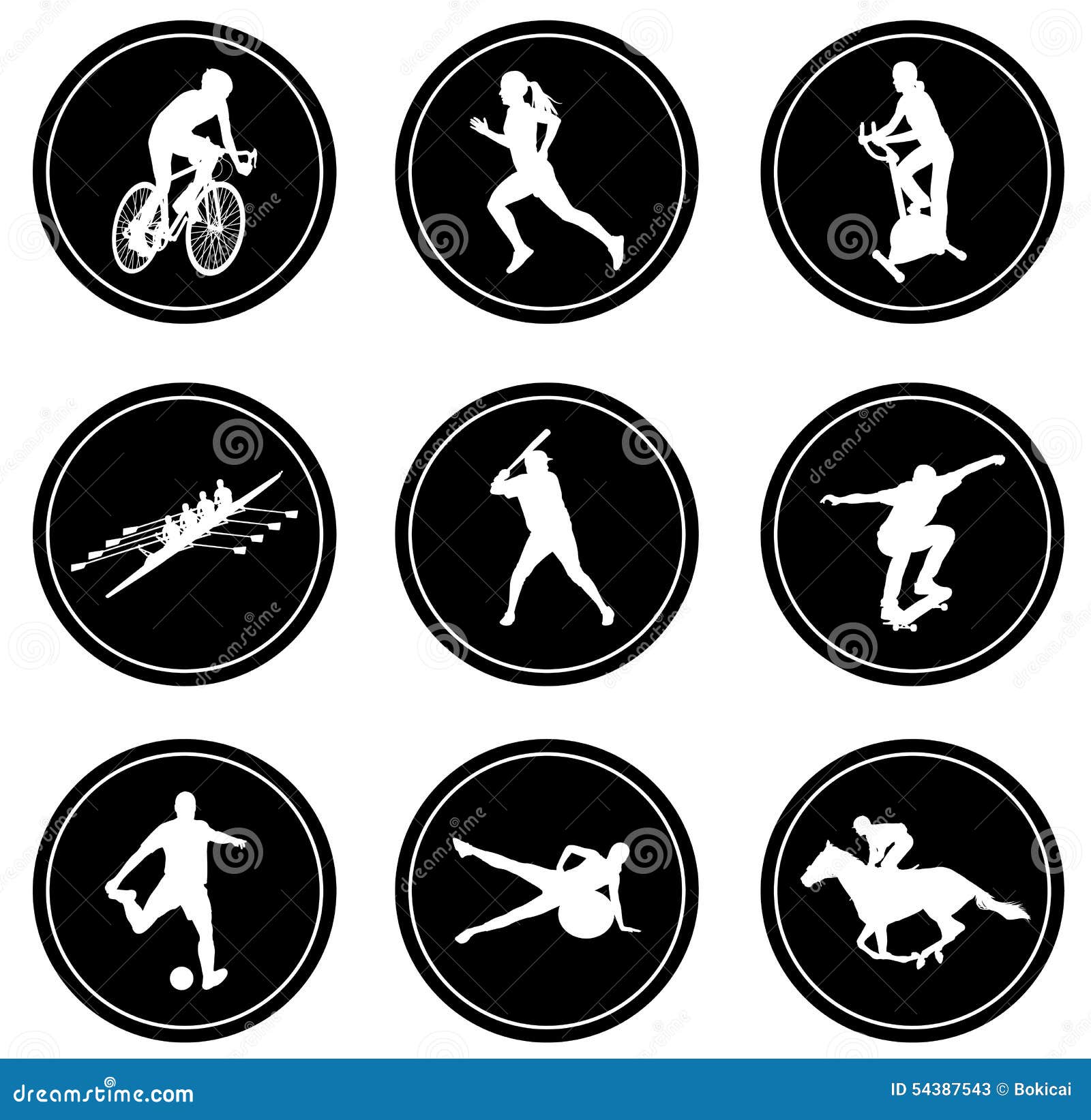 Simple sport icons set stock vector. Illustration of bicyclist - 54387543