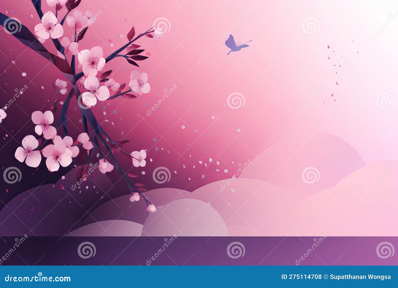 Simple Spring Leaf Branch Abstract Background on Purple Background ...