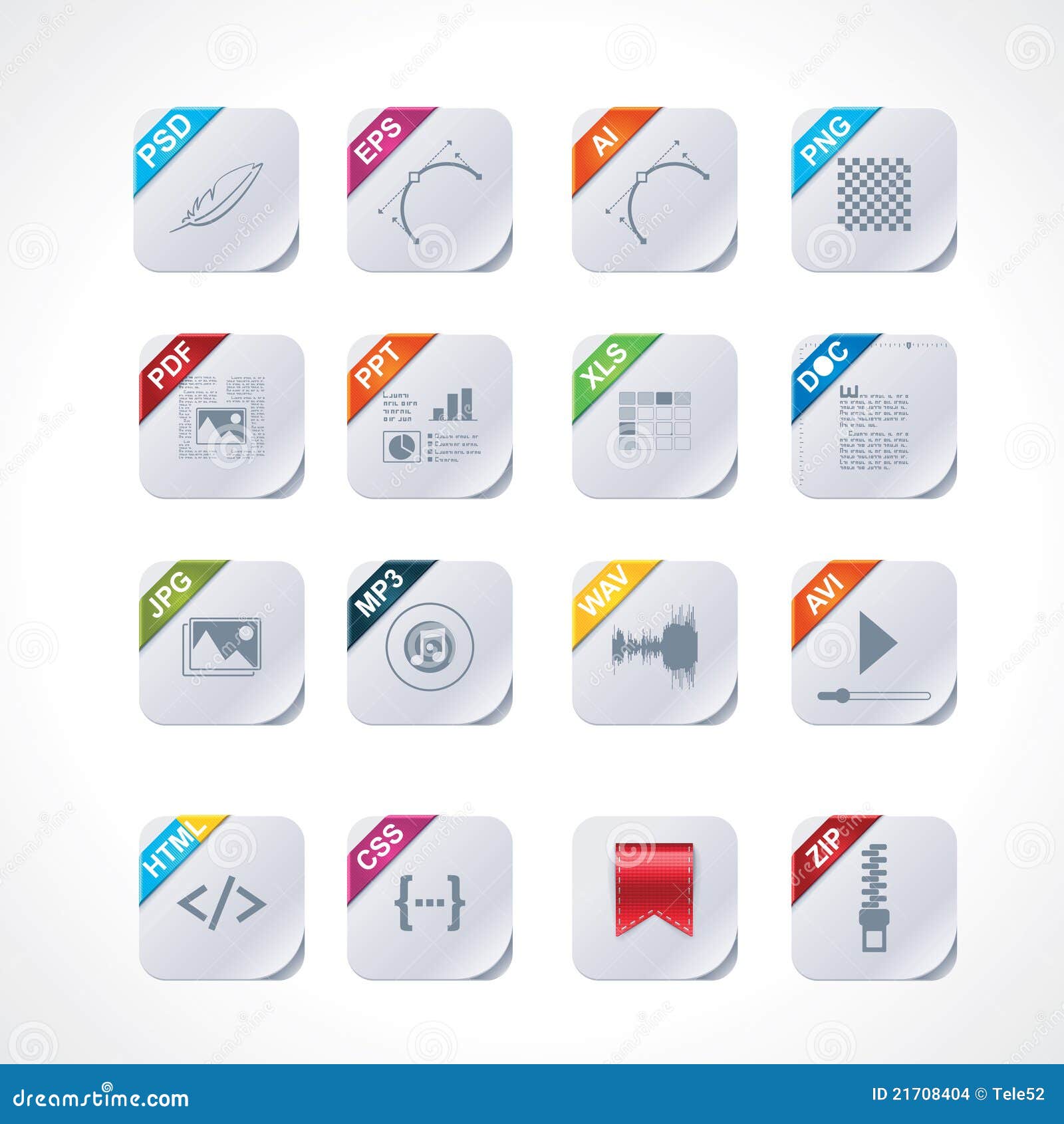 Simple Square File Labels Icon Set Stock Vector - Illustration of ...