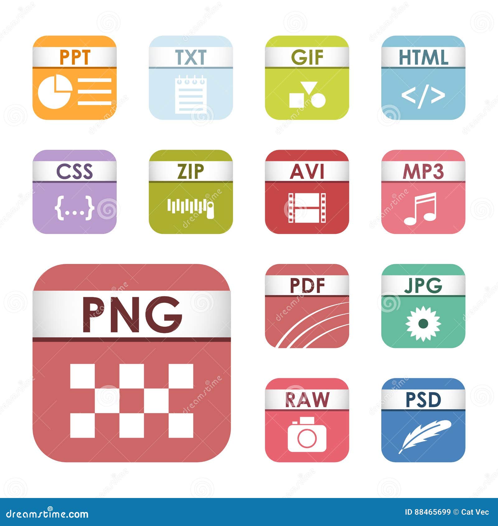 Square File Labels Icon Set Cartoon Vector | CartoonDealer.com #21708375