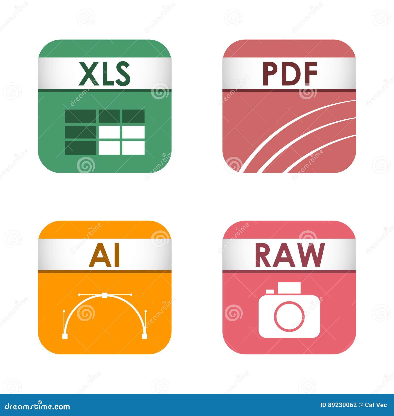 Simple Square File Types Formats Labels Icon Set Presentation Document ...