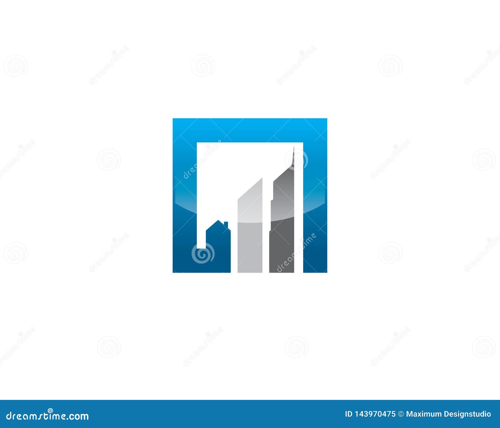 Simple Square Increasing Graph Logo with Highrise Buildings As ...