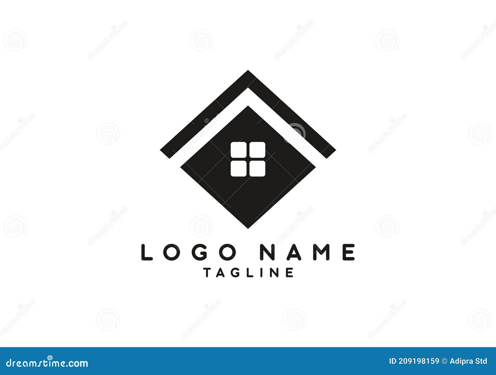 Simple Square Shape of House Logo Stock Vector - Illustration of ...