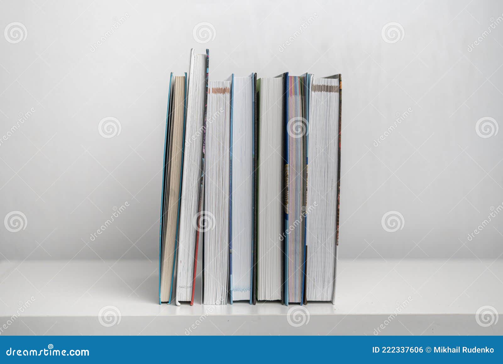 Simple Stack of Books on the Shelf at Home Stock Photo - Image of ...