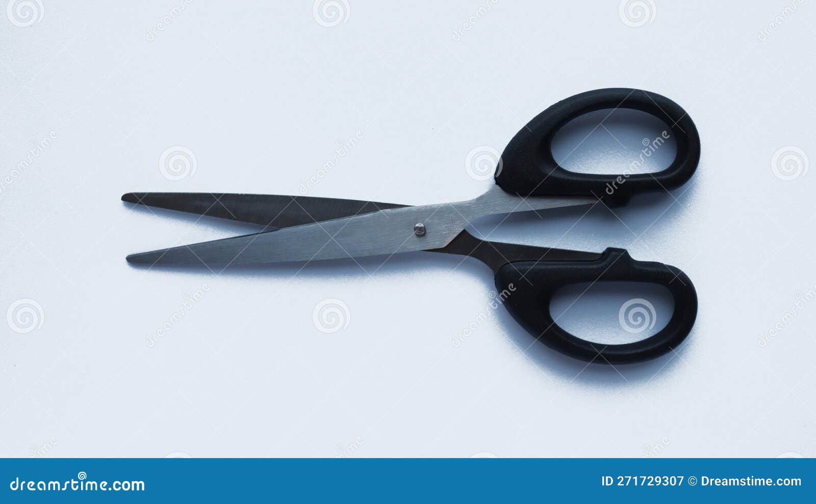 Simple Stainless Steel with Black Handler Scissor Isolated on White ...